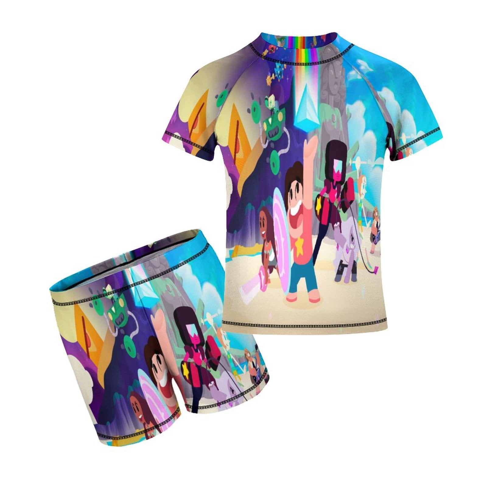 Steven Universe Rash Guard Set 2 Piece Short Sleeve Swim Shirts with ...