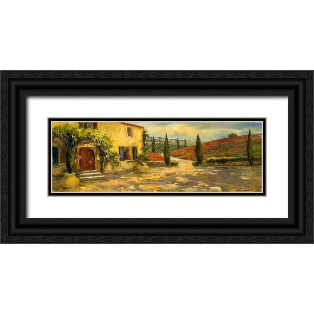 Stevens, Allayn 24x11 Black Ornate Wood Framed with Double Matting ...