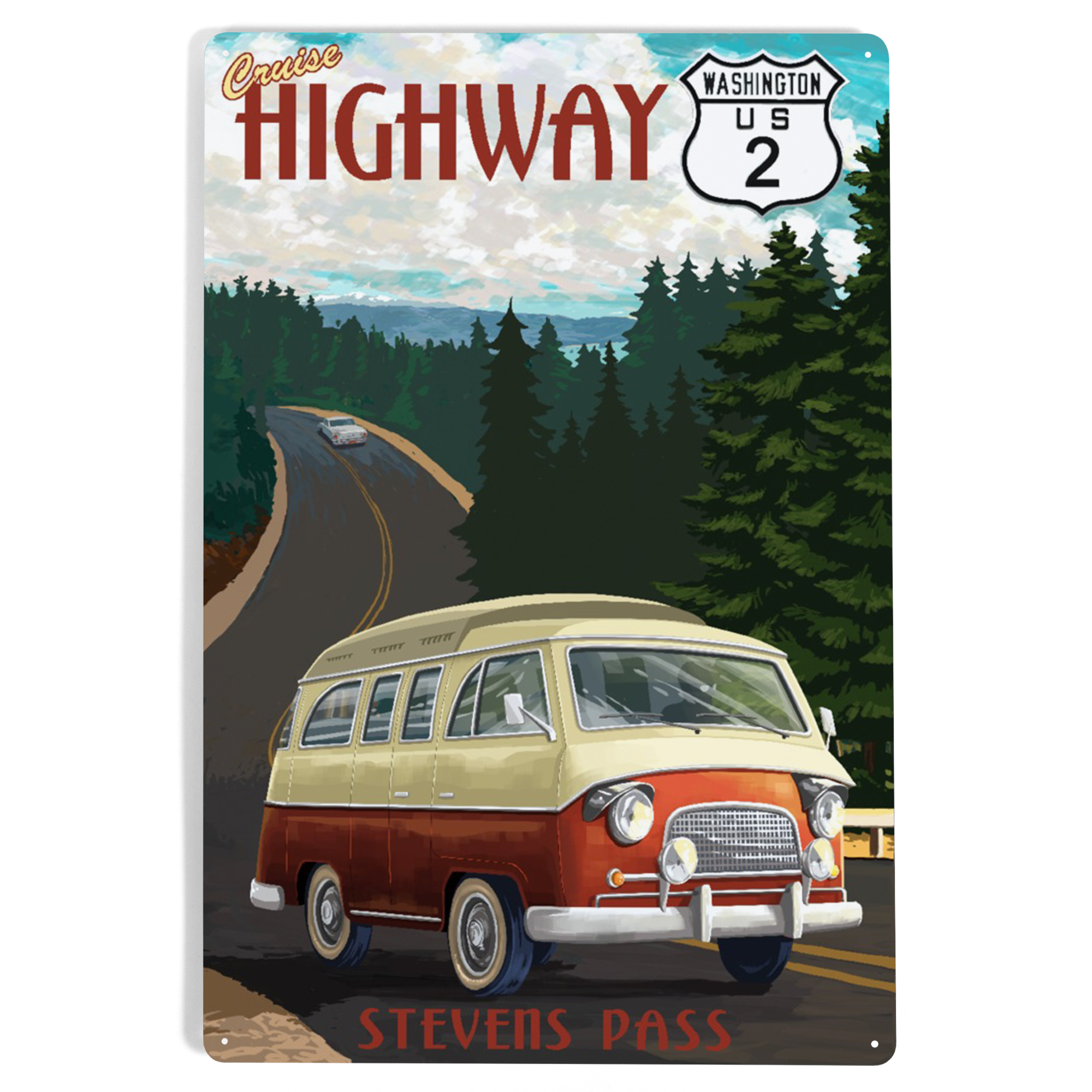 Stevens Pass, Washington, Cruise Highway 2, Camper Van (12x18 Aluminum ...