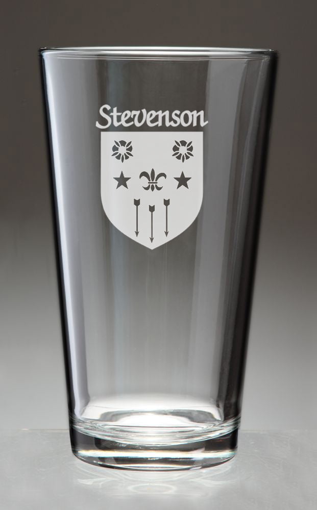Stevenson Irish Coat of Arms Pint Glasses - Set of 4 (Sand Etched ...
