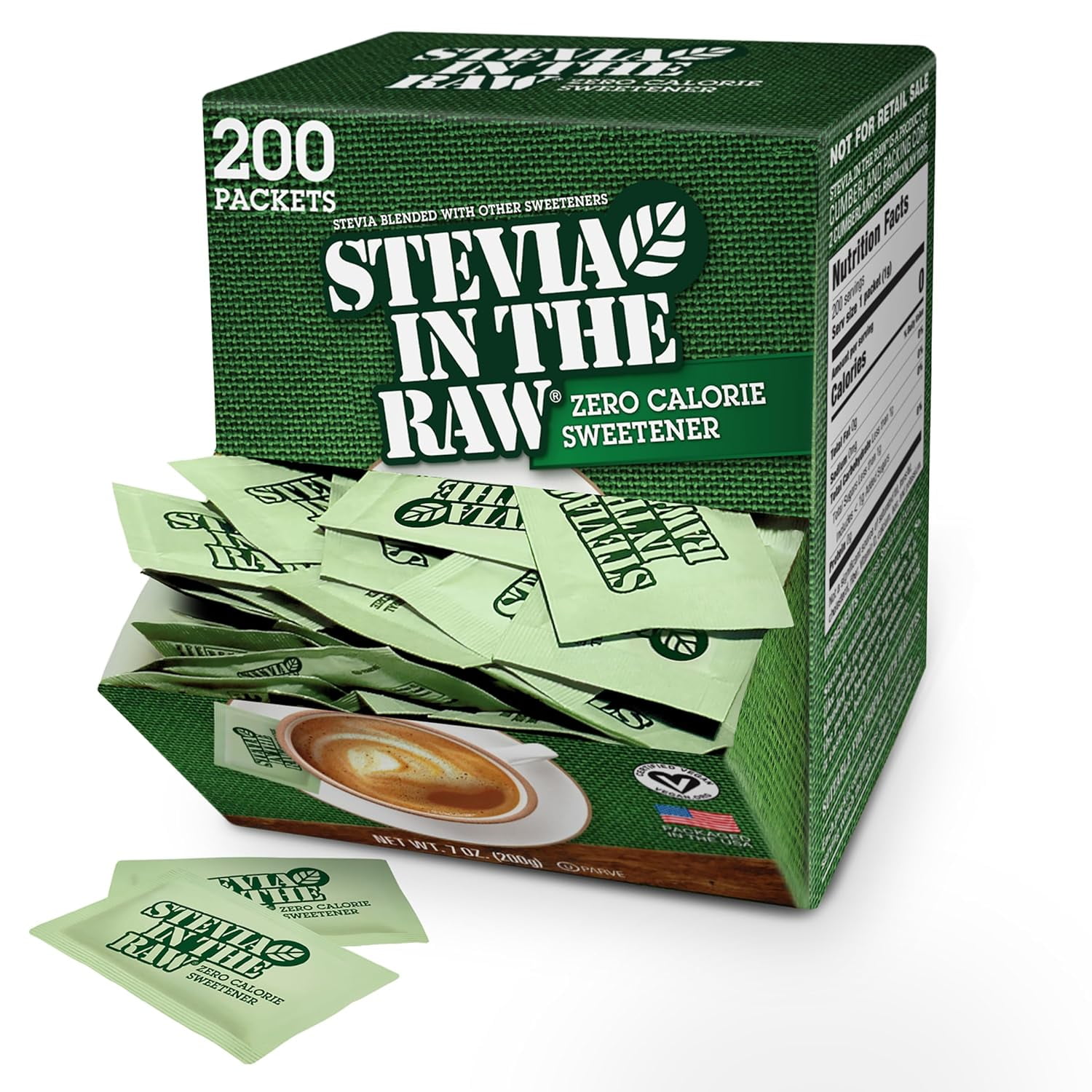 Stevia In The Raw Stevia Sweetener SMRPackets, 200 Ct Box, Zero Calorie ...