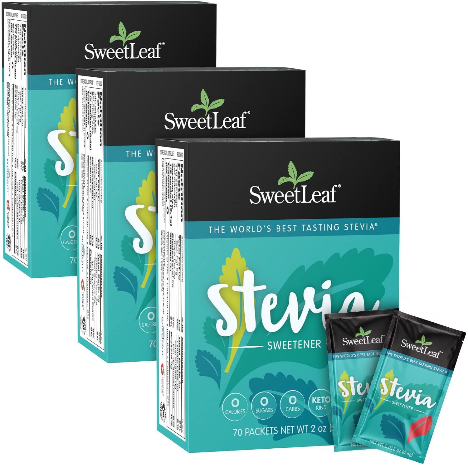 Stevia Packets - Zero Calorie Natural Stevia Powder, Non-GMO Stevia Sweetener Packets, 70 Count ...