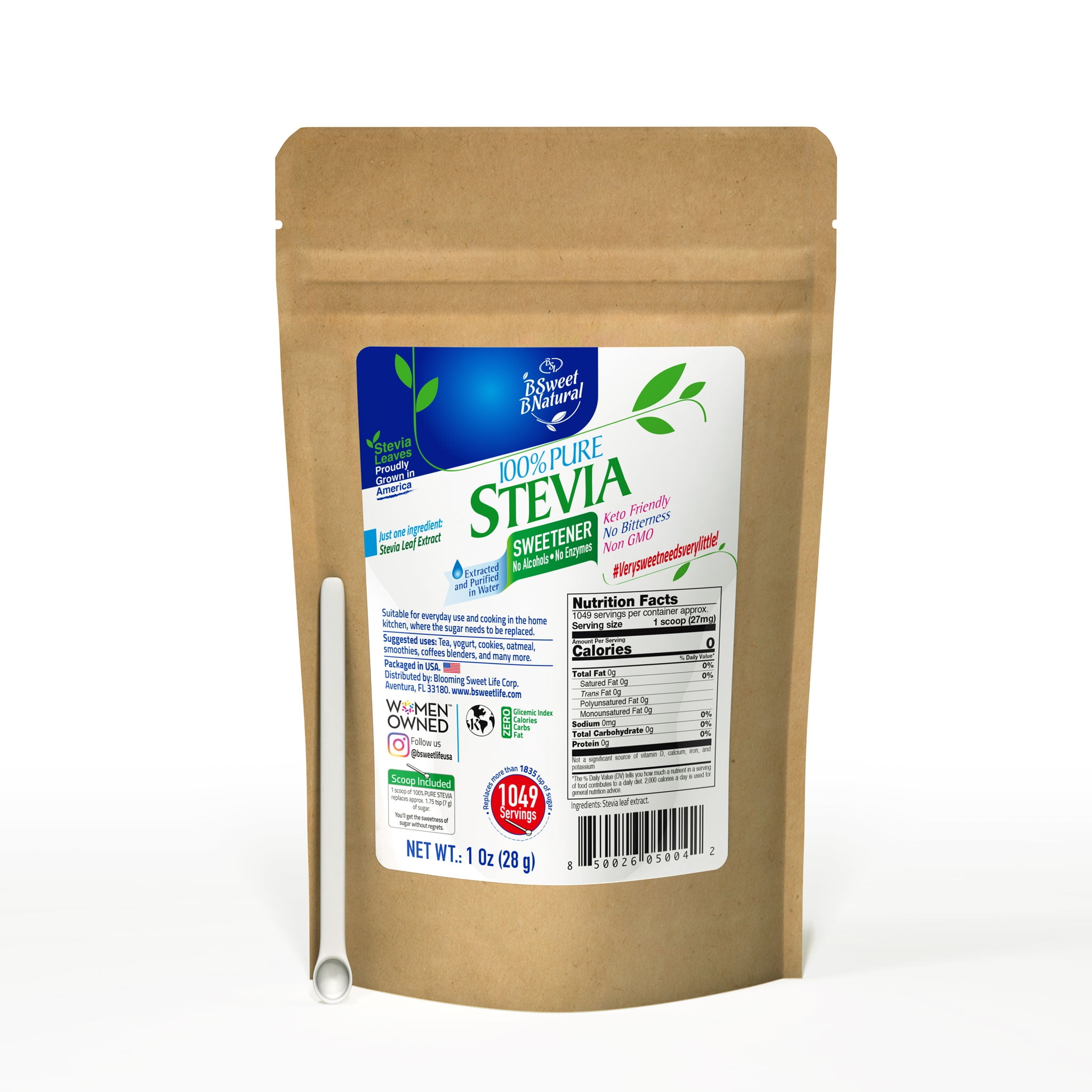 BSL BSweetBNatural Pure Stevia Leaf Extract Powder, Keto-Friendly ...