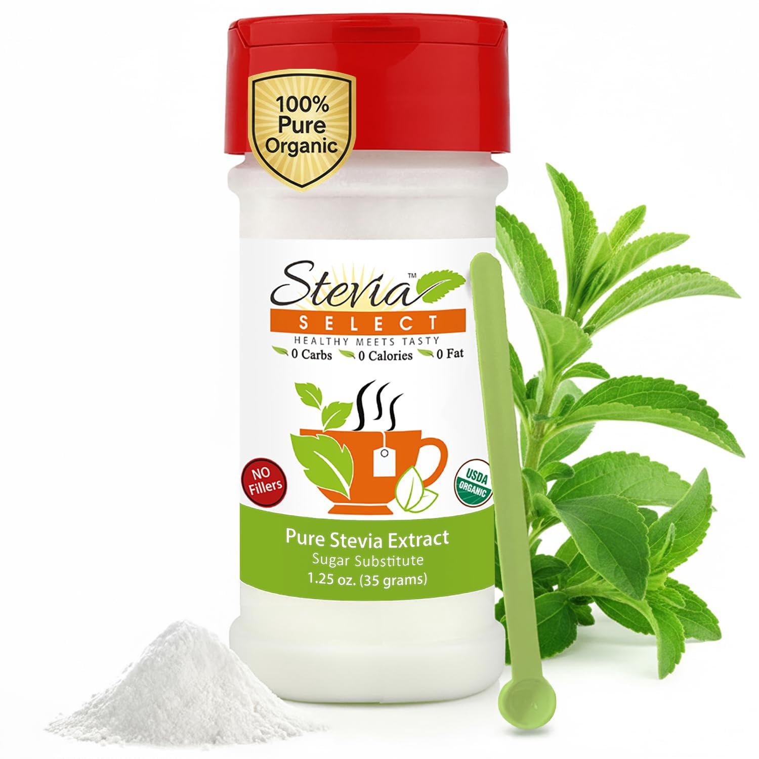 Stevia Select Organic Stevia GGA1 Powder 1.25oz - Sugar Free Plant ...