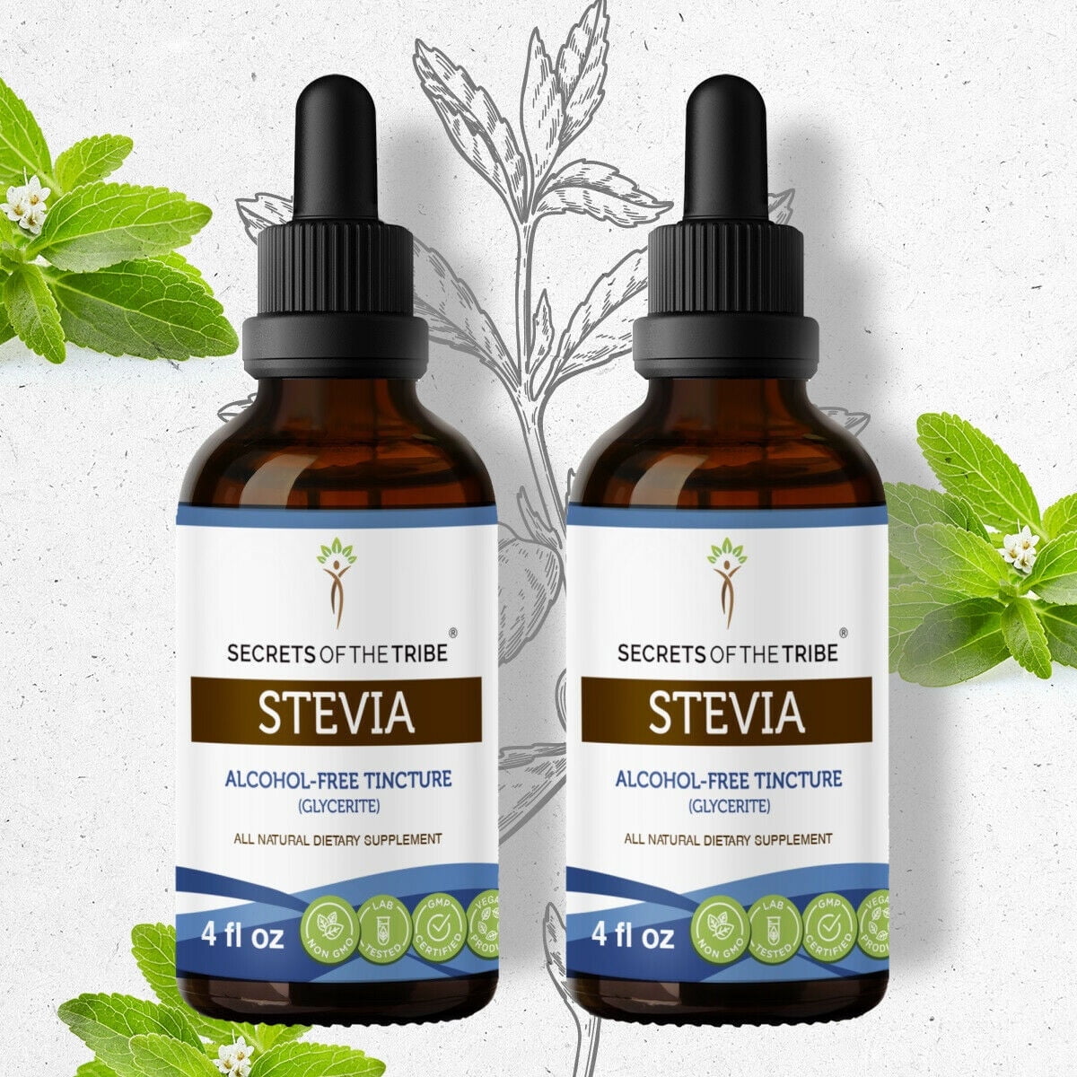Secrets of the Tribe Stevia Tincture Dietary Supplement, Natural Herbal ...