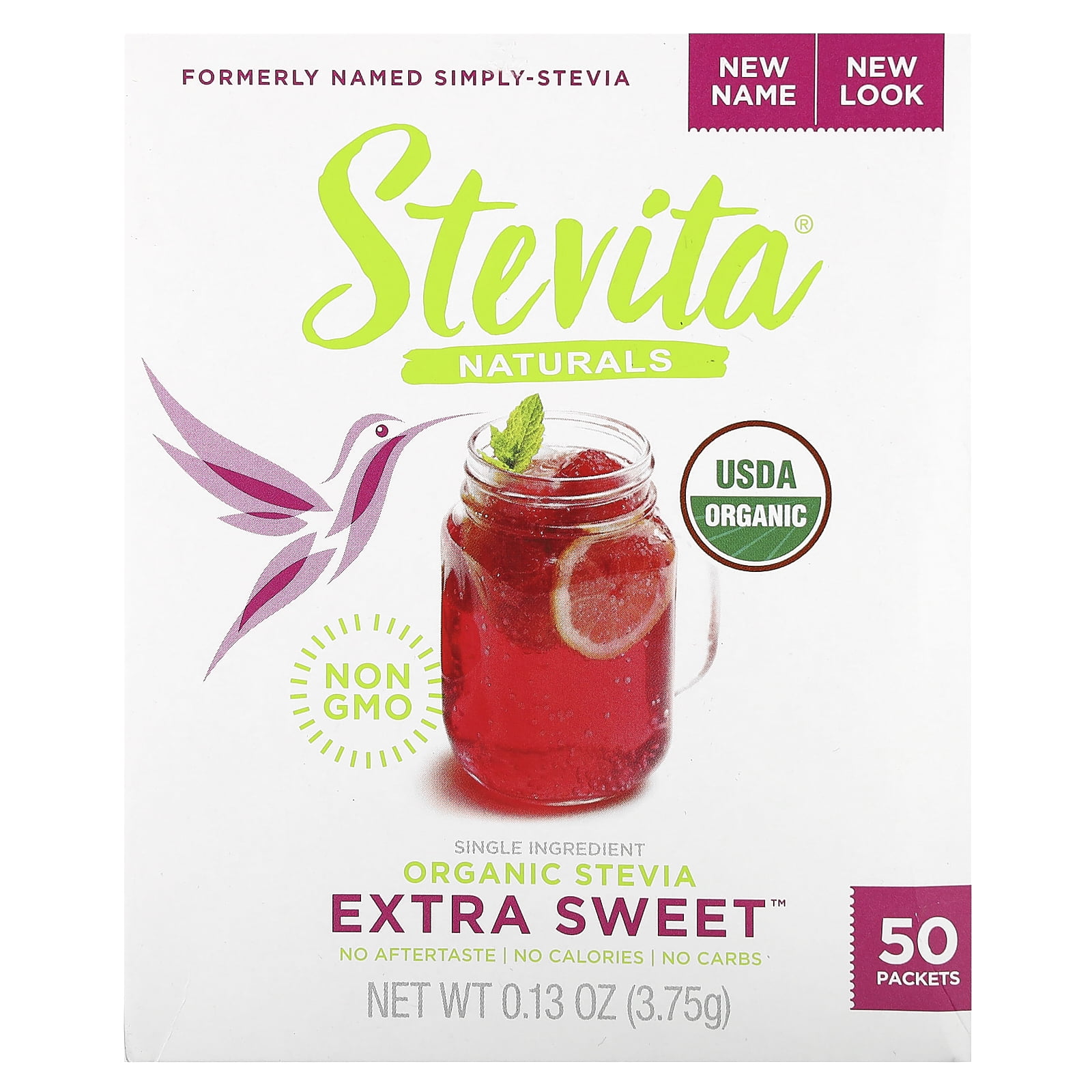 Stevita Organic Non-GMO Stevia - Extra Sweet 50 Pkts - Walmart.com