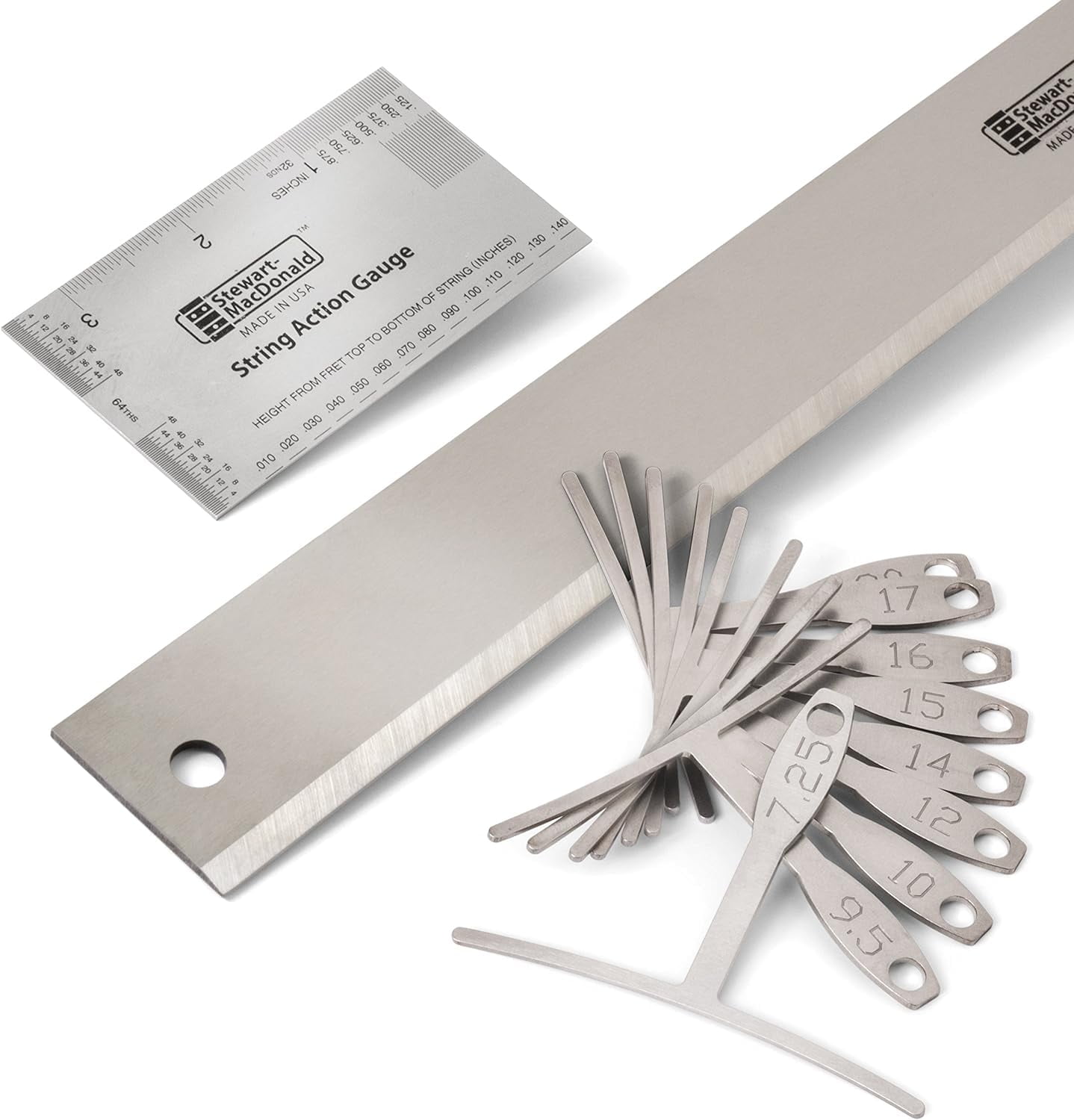 StewMac Basic Guitar Setup Kit - Inches | Includes String Action Gauge, 18" Precision ...