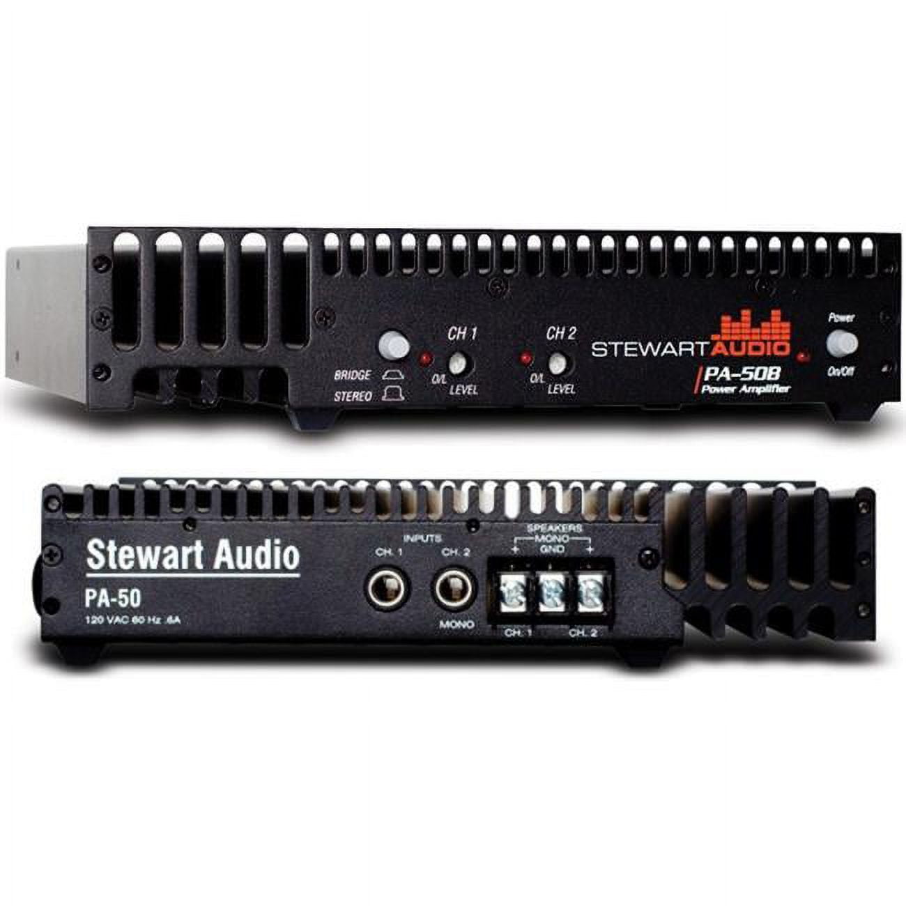 Stewart Audio PA50B 2-Channel Half Rack Amplifier - 25 watt x 2 at 8 ...