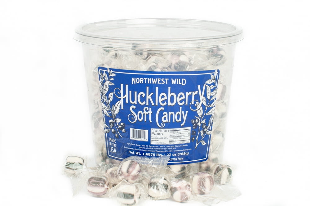 Stewart Candy Huckleberry Flavored Soft Candy Puff Balls - 27oz Tub for ...