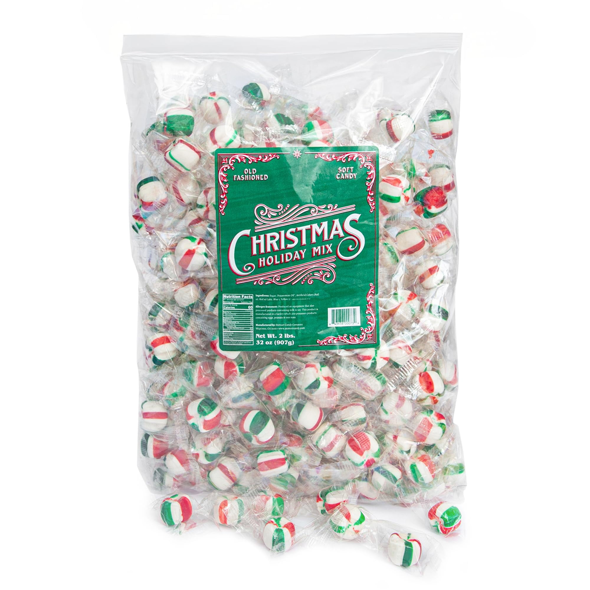 Stewart - Red & AKF18 Green Striped Soft Peppermint Puffs, Festive ...