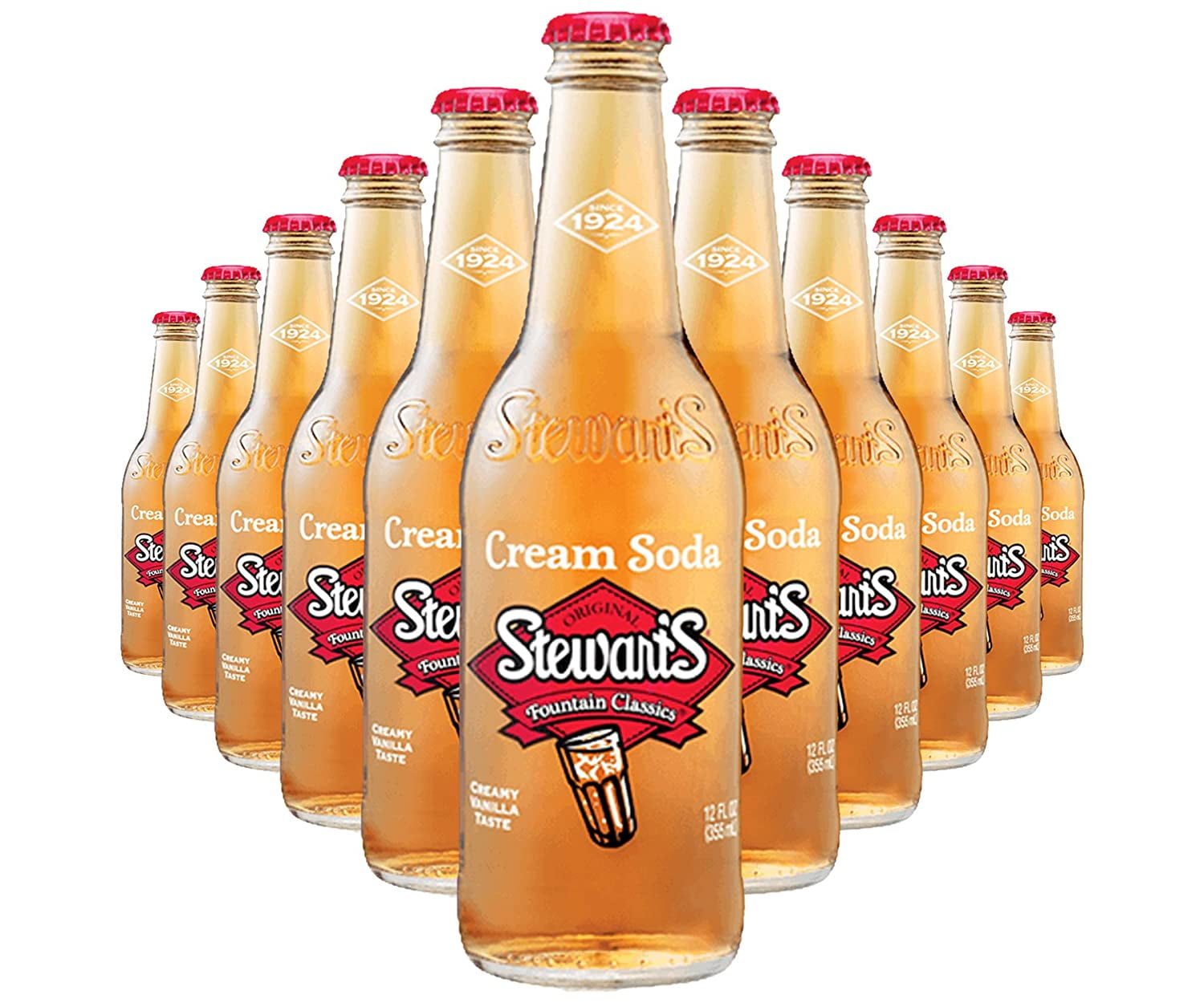 Stewart's Cream Soda, 12 fl oz (12 Glass Bottles), All Natural Family Pack Drink, Made with ...