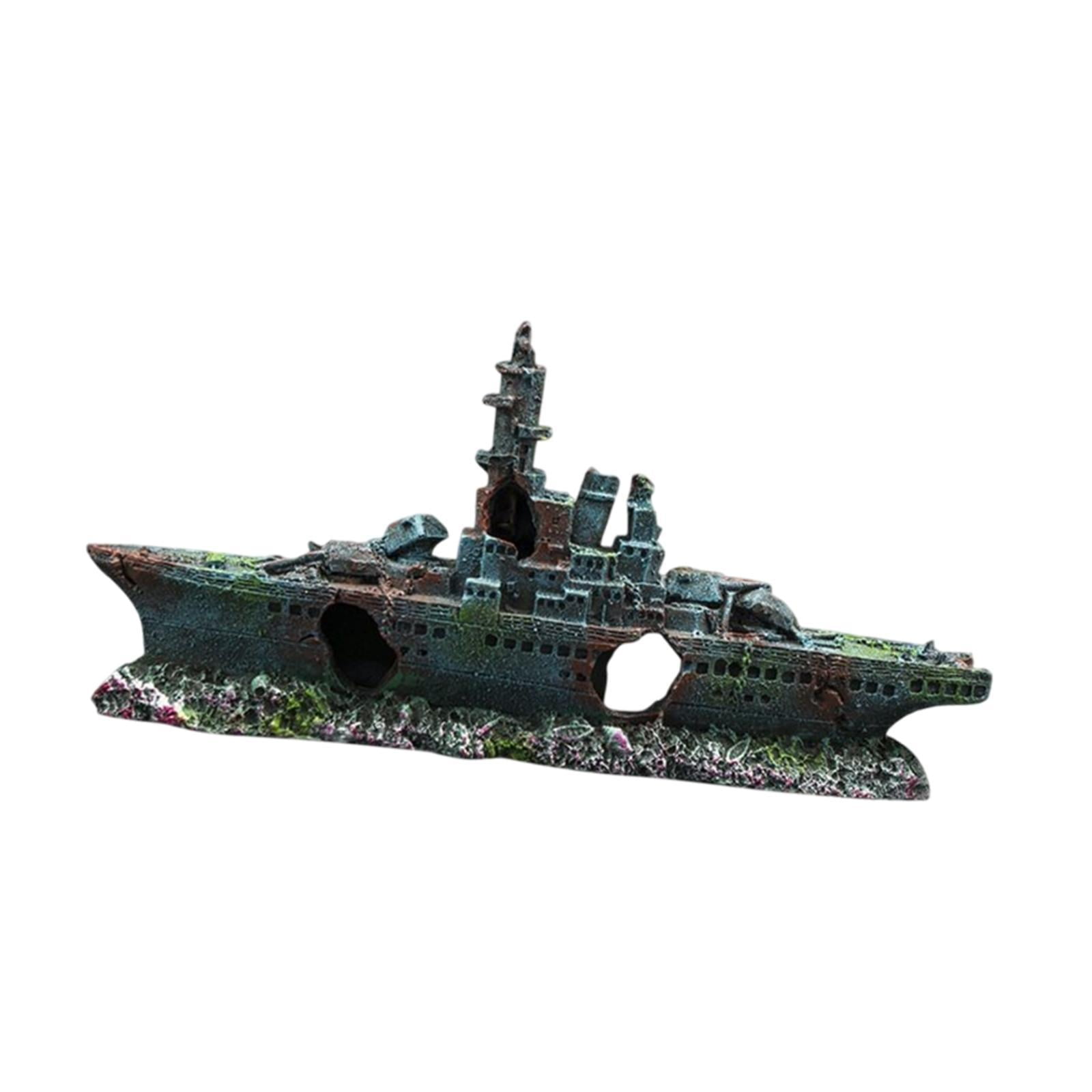 Stgfyxgs Aquarium Decoration Ship Craft Sunken Ship for Table Desktop ...