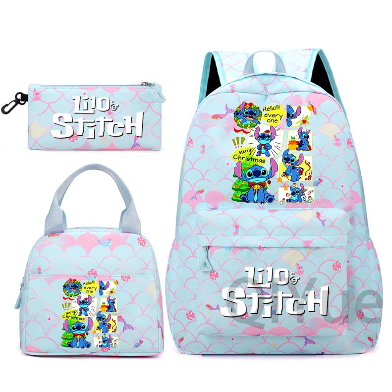 Sti·tc·h 3PCS Cute Print Cartoon Backpack witch Lunch Box Pencil Case ...