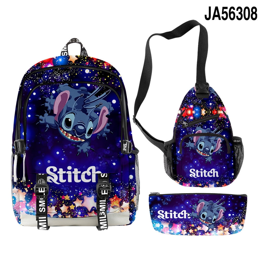 Sti_tch 3-Piece Backpack Set - Cute Cartoon Backpack, Chest Bag & Pencil Case - Walmart.com