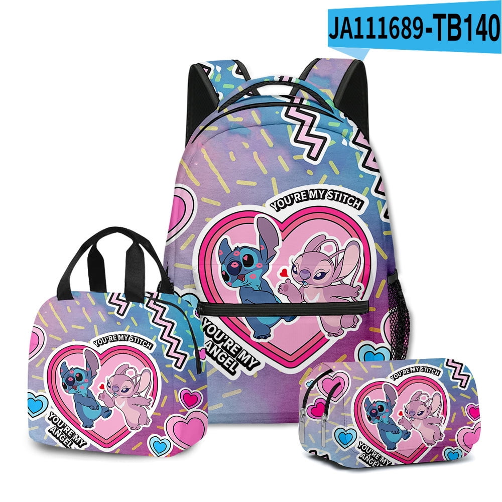 Sti_tch 3-Piece Backpack Set - Cute Cartoon Backpack, Insulated Lunch Bag & Pencil Case ...