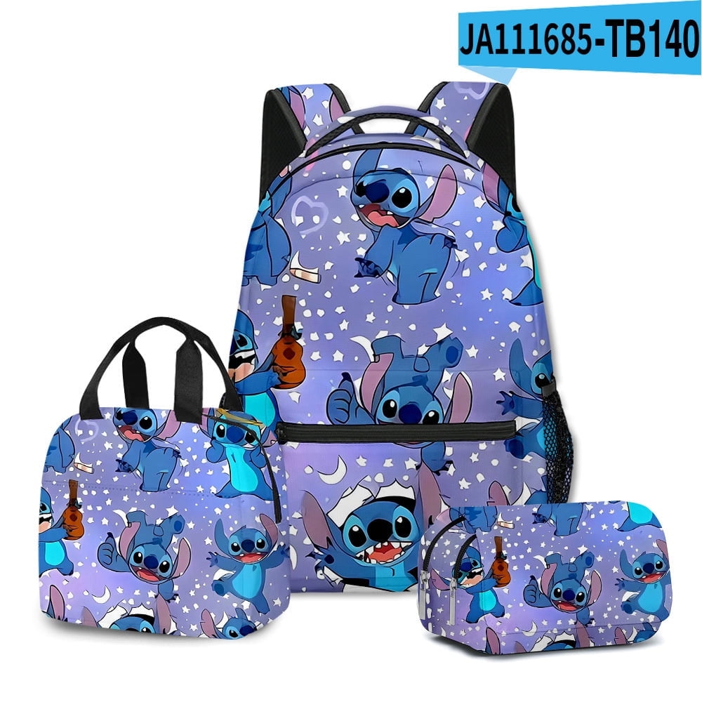 Sti_tch 3-Piece Backpack Set - Cute Cartoon Backpack, Insulated Lunch ...