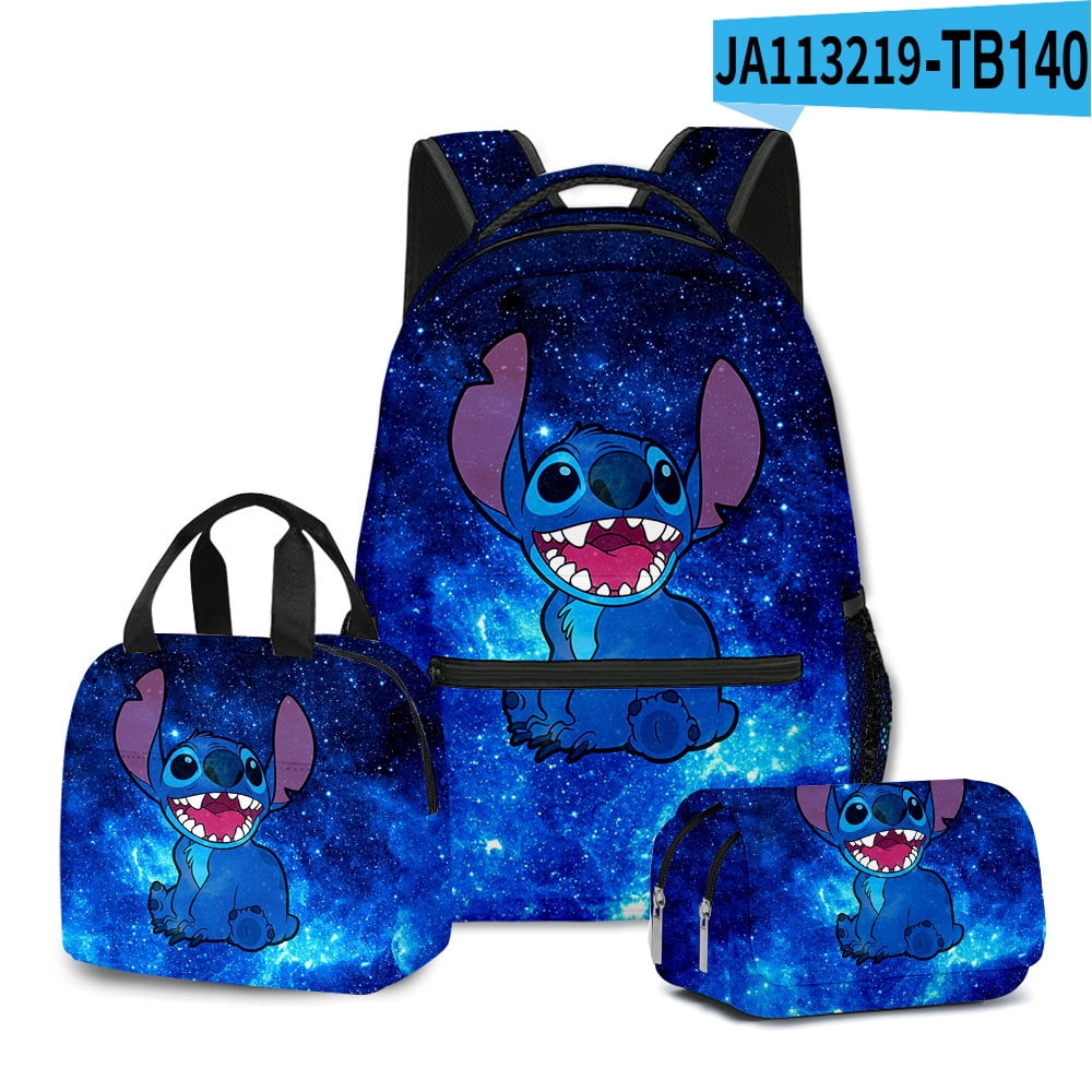 Sti_tch 3-Piece Backpack Set - Cute Cartoon Backpack, Insulated Lunch Bag & Pencil Case ...