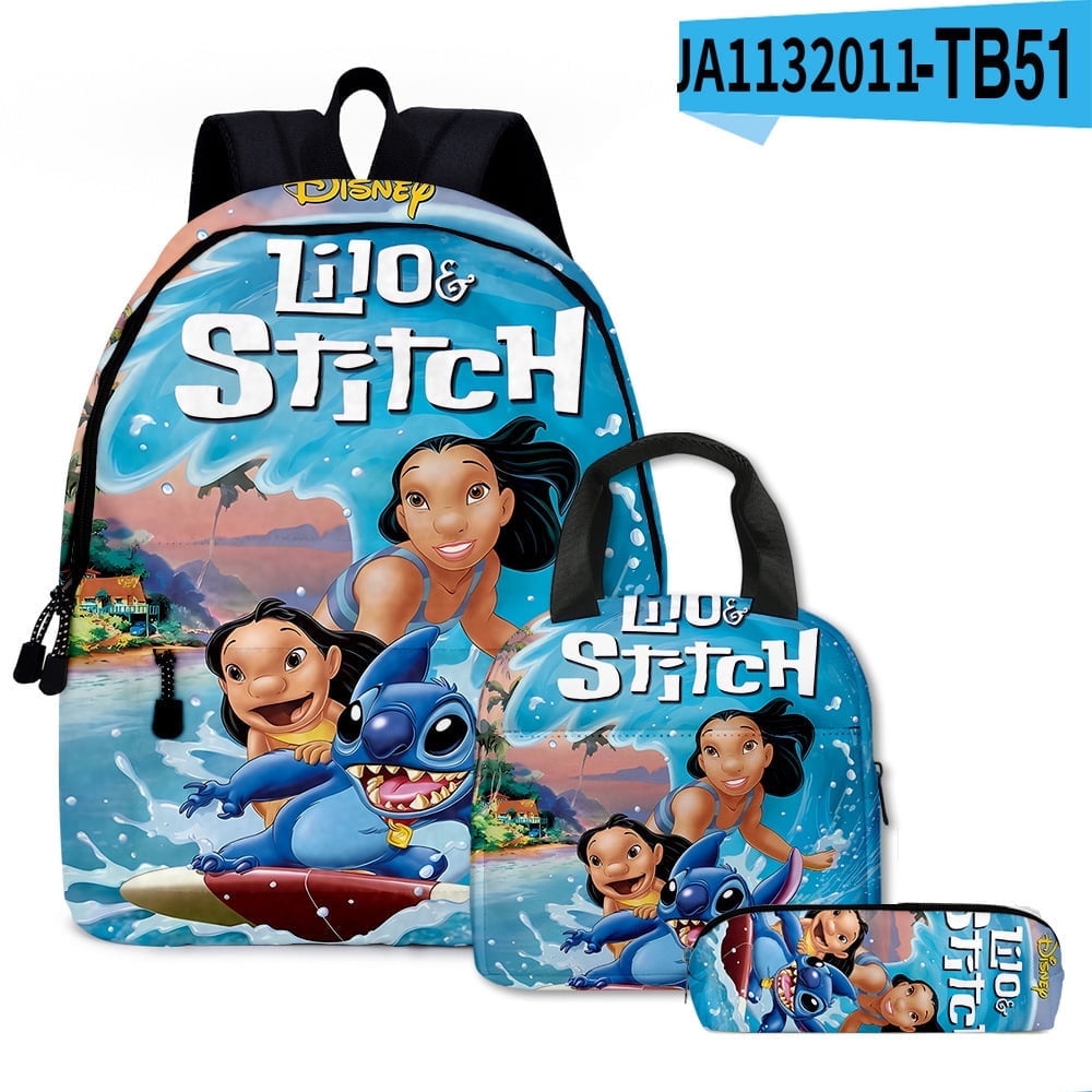 Sti_tch 3-Piece Backpack Set - Cute Cartoon Backpack, Insulated Lunch Bag & Pencil Case ...