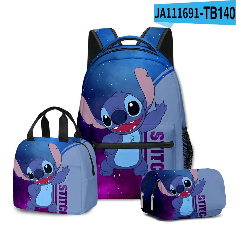 Sti_tch 3-Piece Backpack Set - Cute Cartoon Backpack, Insulated Lunch ...