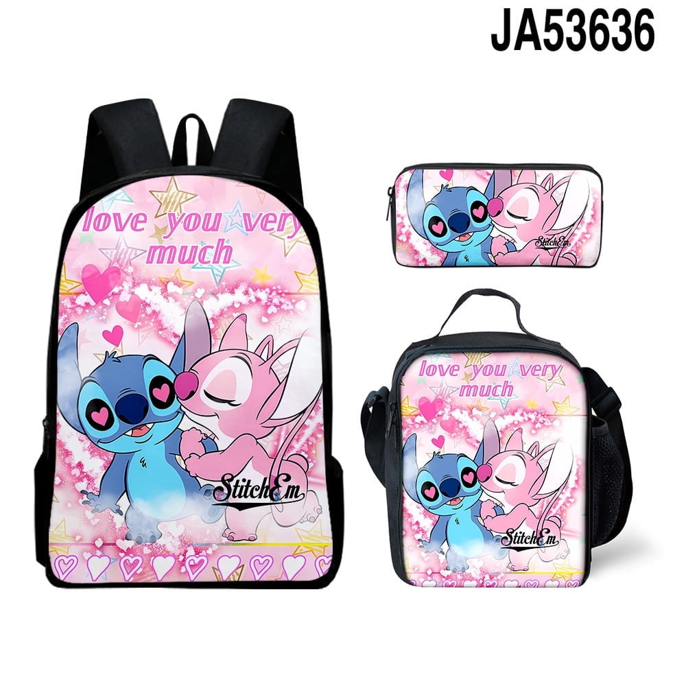 Sti_tch 3-Piece Backpack Set - Cute Cartoon Backpack, Insulated Lunch ...