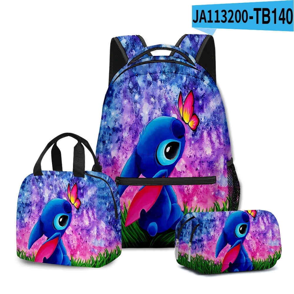 Sti_tch 3-Piece Backpack Set - Cute Cartoon Backpack, Insulated Lunch ...