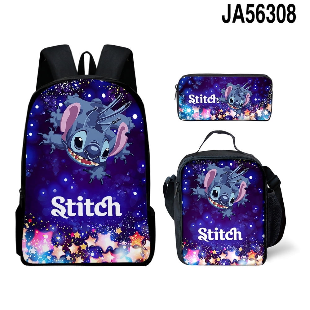 Sti_tch 3-Piece Backpack Set - Cute Cartoon Backpack, Insulated Lunch ...