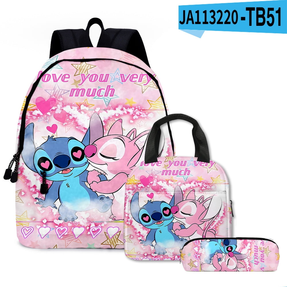 Sti_tch 3-Piece Backpack Set - Cute Cartoon Backpack, Insulated Lunch ...