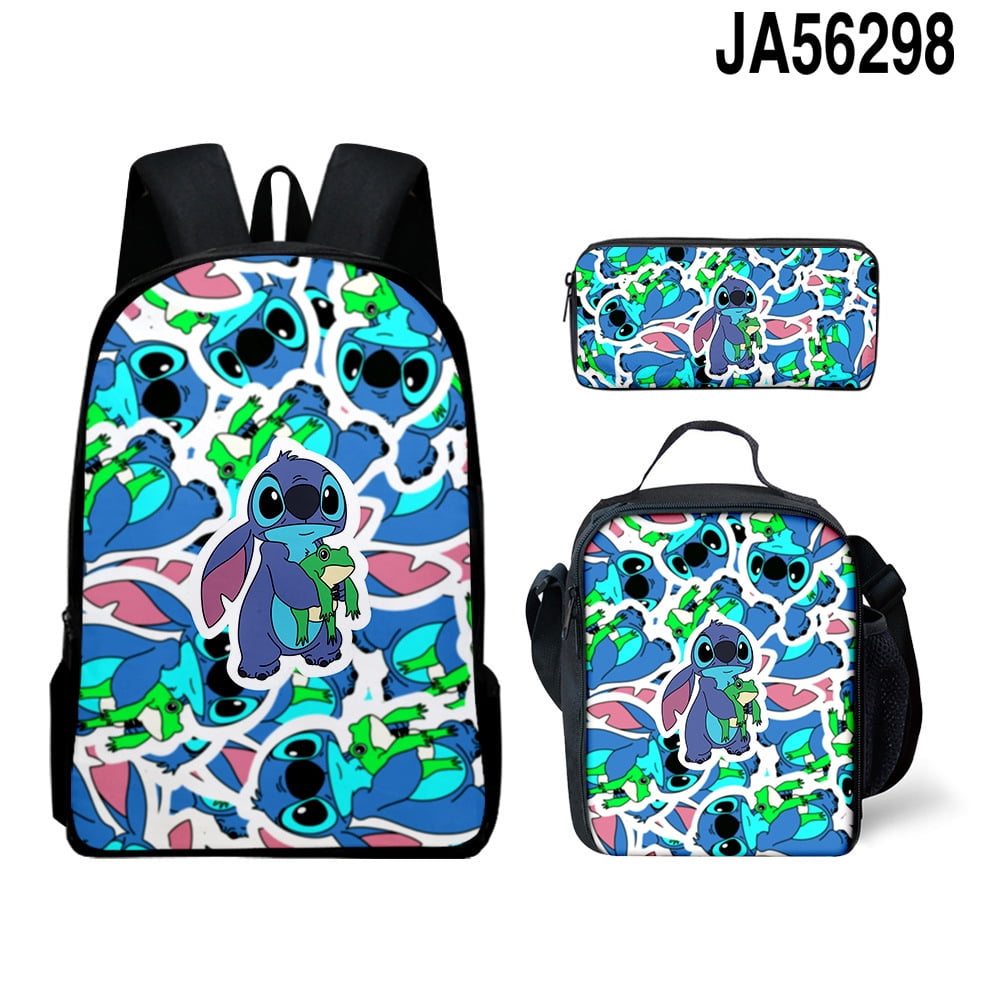 Sti_tch 3-Piece Backpack Set - Cute Cartoon Backpack, Insulated Lunch ...