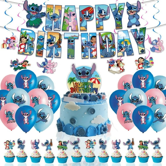 Sti_tch Kids Party Decoration Kit with Birthday Banner, Cake Topper ...