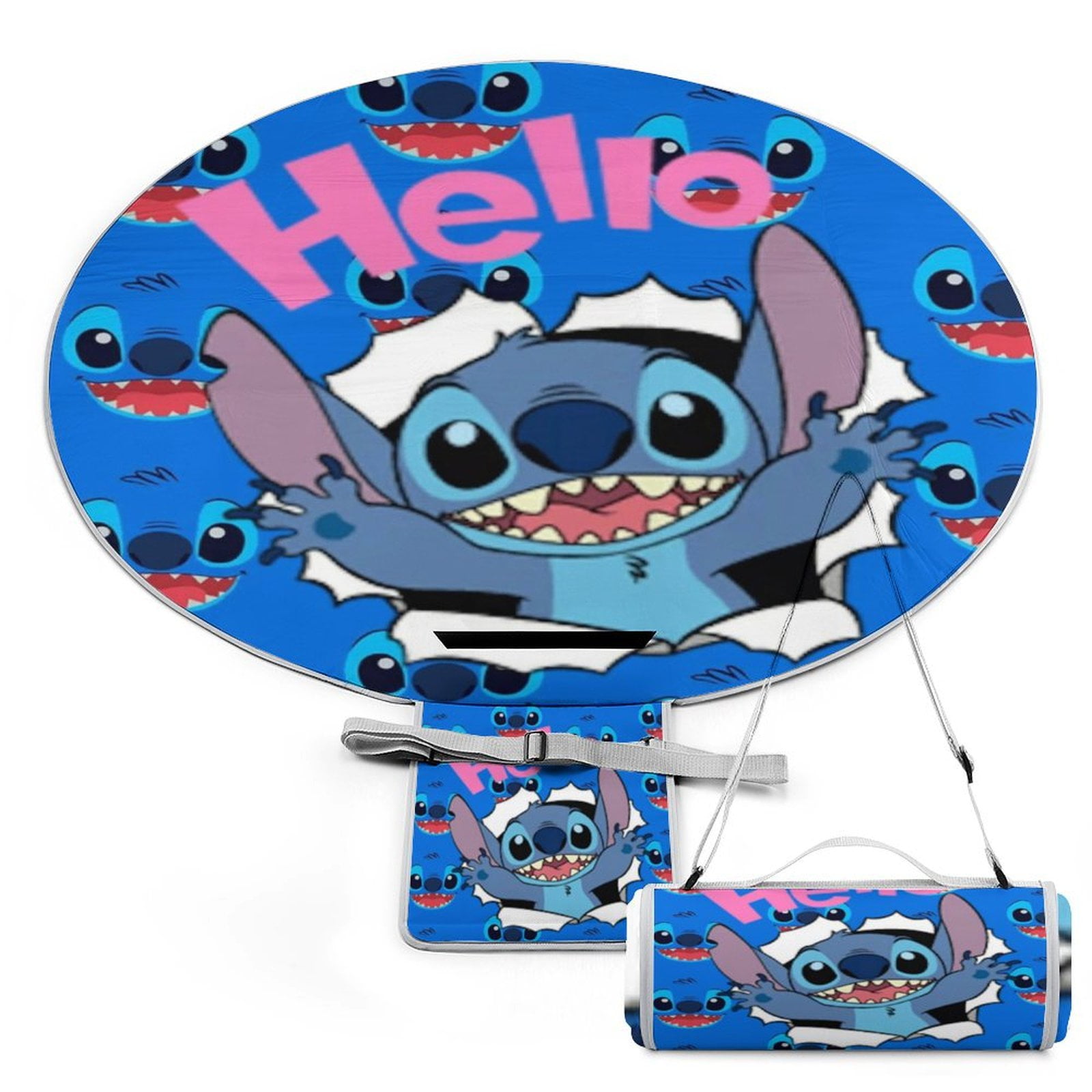 Sti-tch Round Picnic Blanket Portable Large Outdoor Foldable Picnic Mat for Camping Beach Grass ...