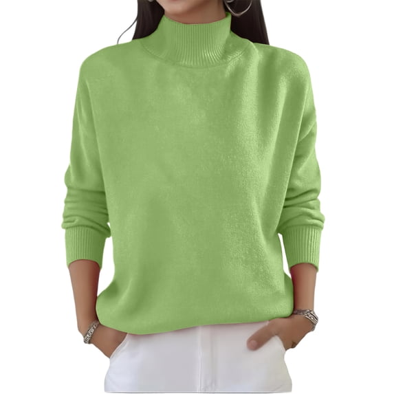 Stichou Sweaters for Women Mock Neck Sweater Solid Soft Warm Pullover ...