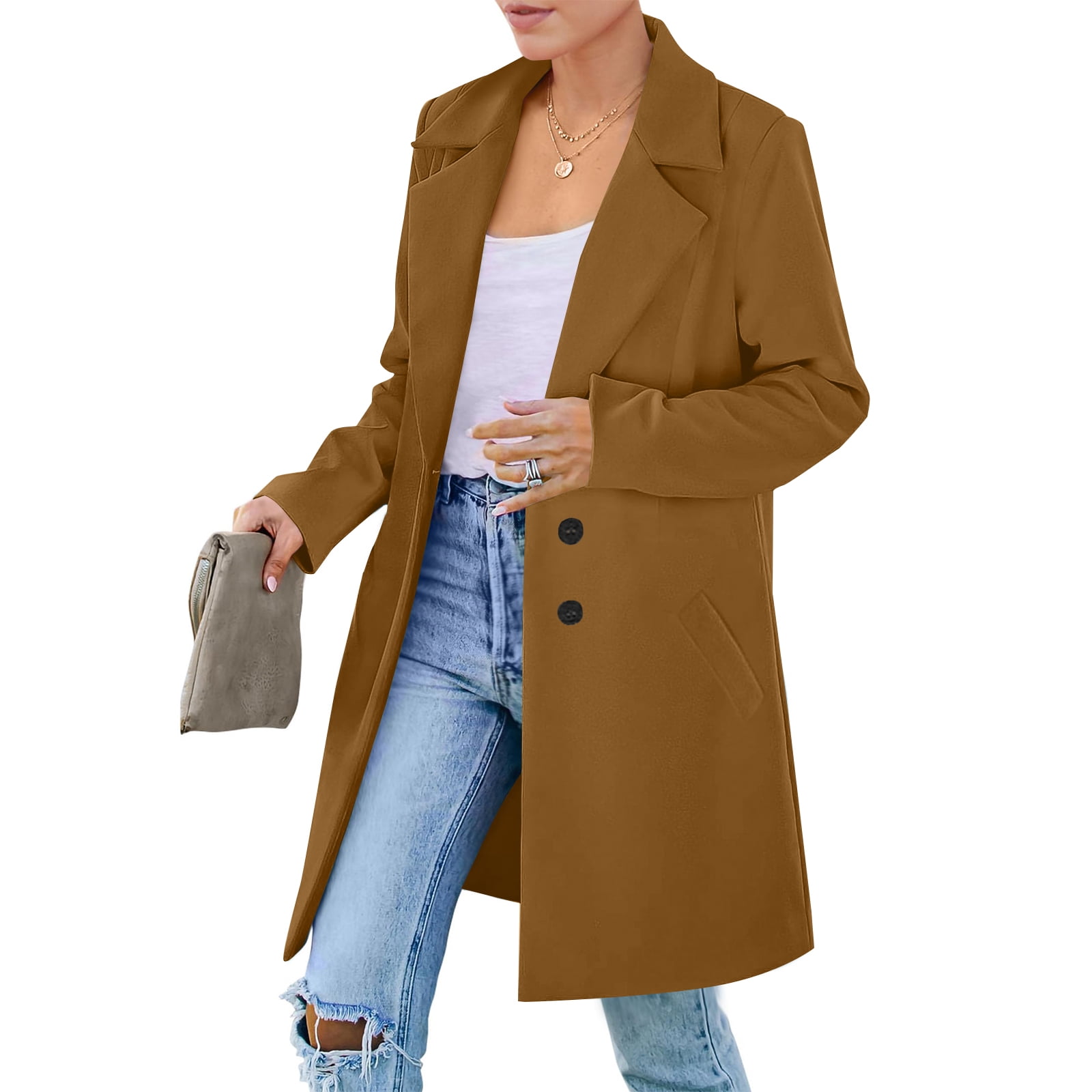 Stichou Women's 2025 Spring Fall Long Blazer Jackets Long Sleeve Lapel ...