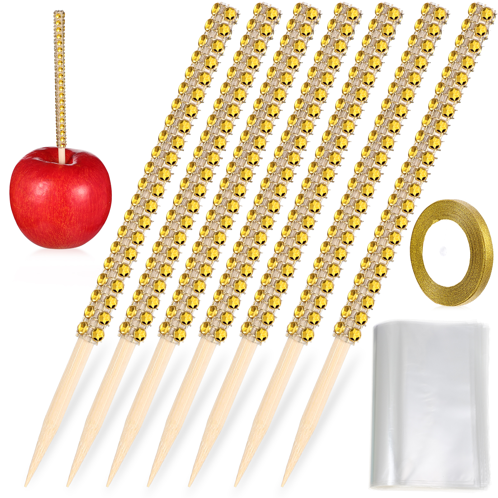 ifundom Bling Rhinestones Candy Apple Sticks for Food Decoration 1 Set ...