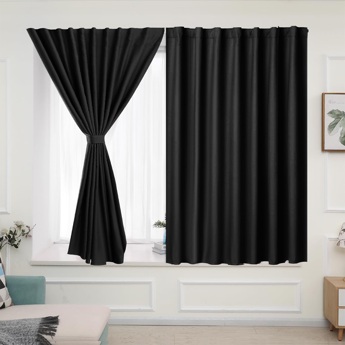 Stick Curtains Without Rods,Easy Install for Window,Blackout Curtain ...