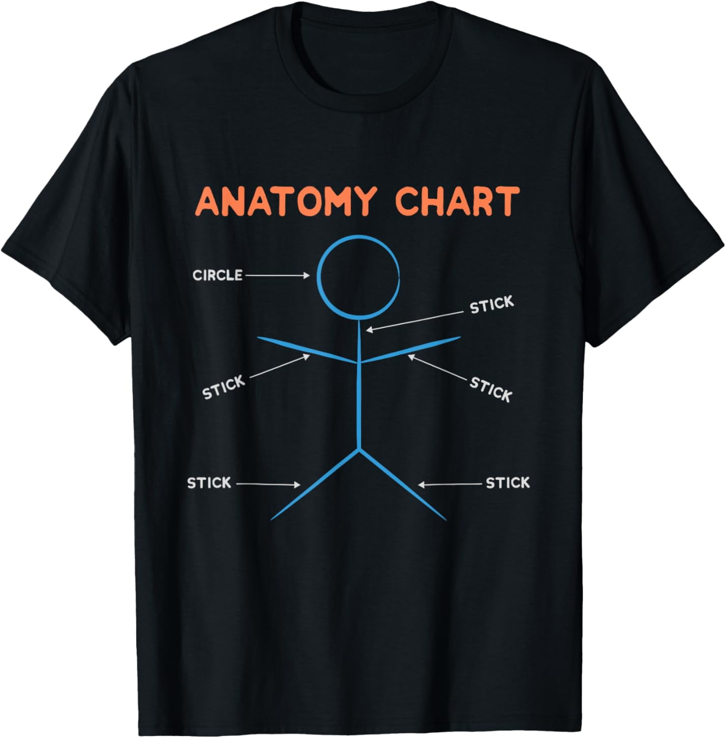 Stick Figure Anatomy Chart Funny design Funny Creative Graphic T-Shirt ...