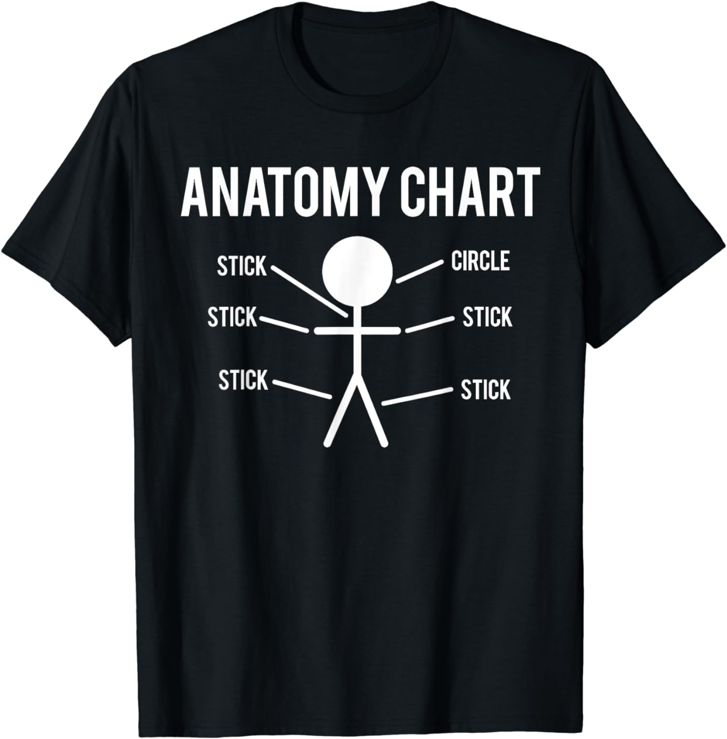 Stick Figure Anatomy Chart: Stick Circle Funny T-Shirt - Walmart.com