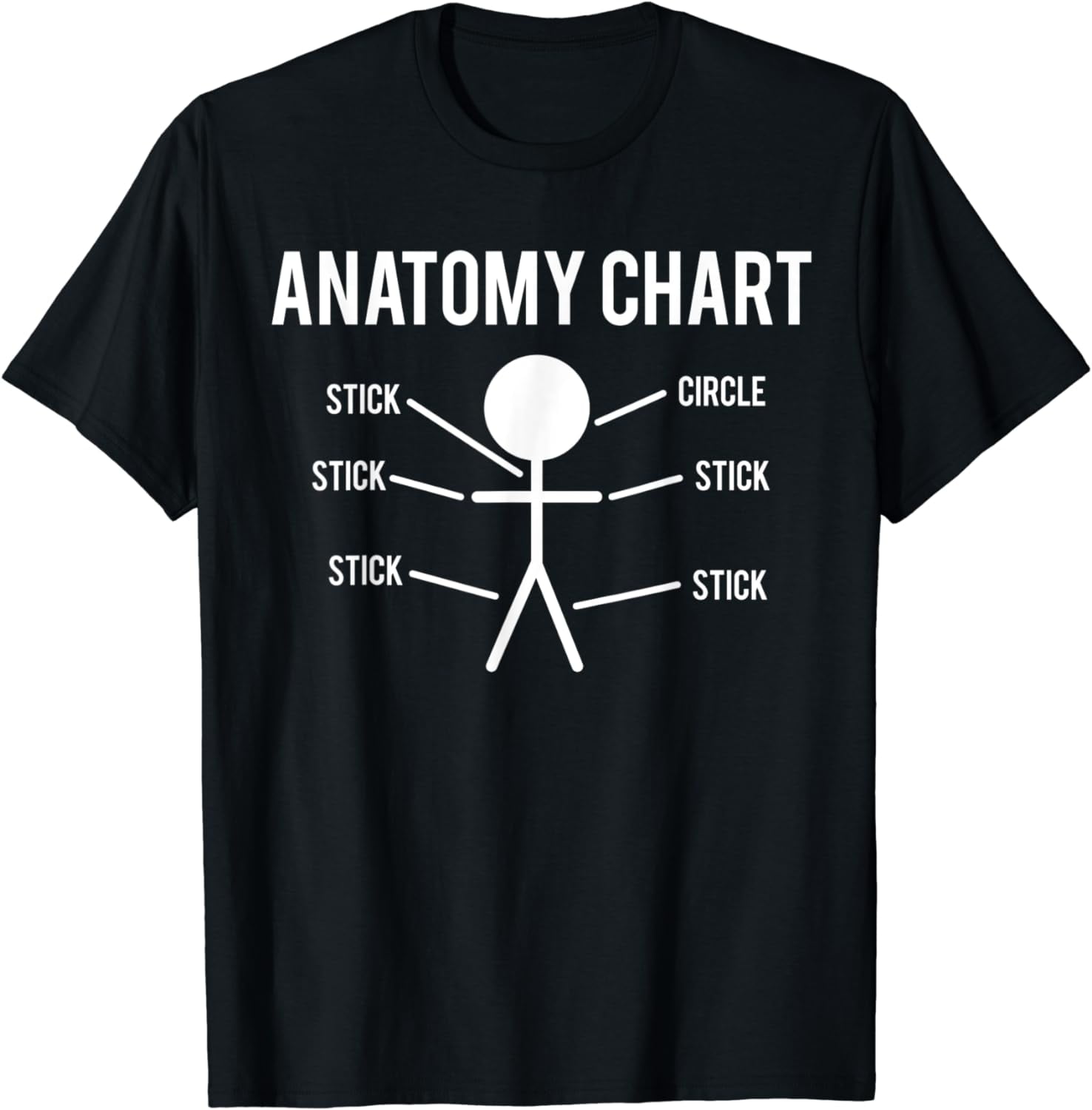 Stick Figure Anatomy Chart: Stick Circle Funny T-Shirt - Walmart.com