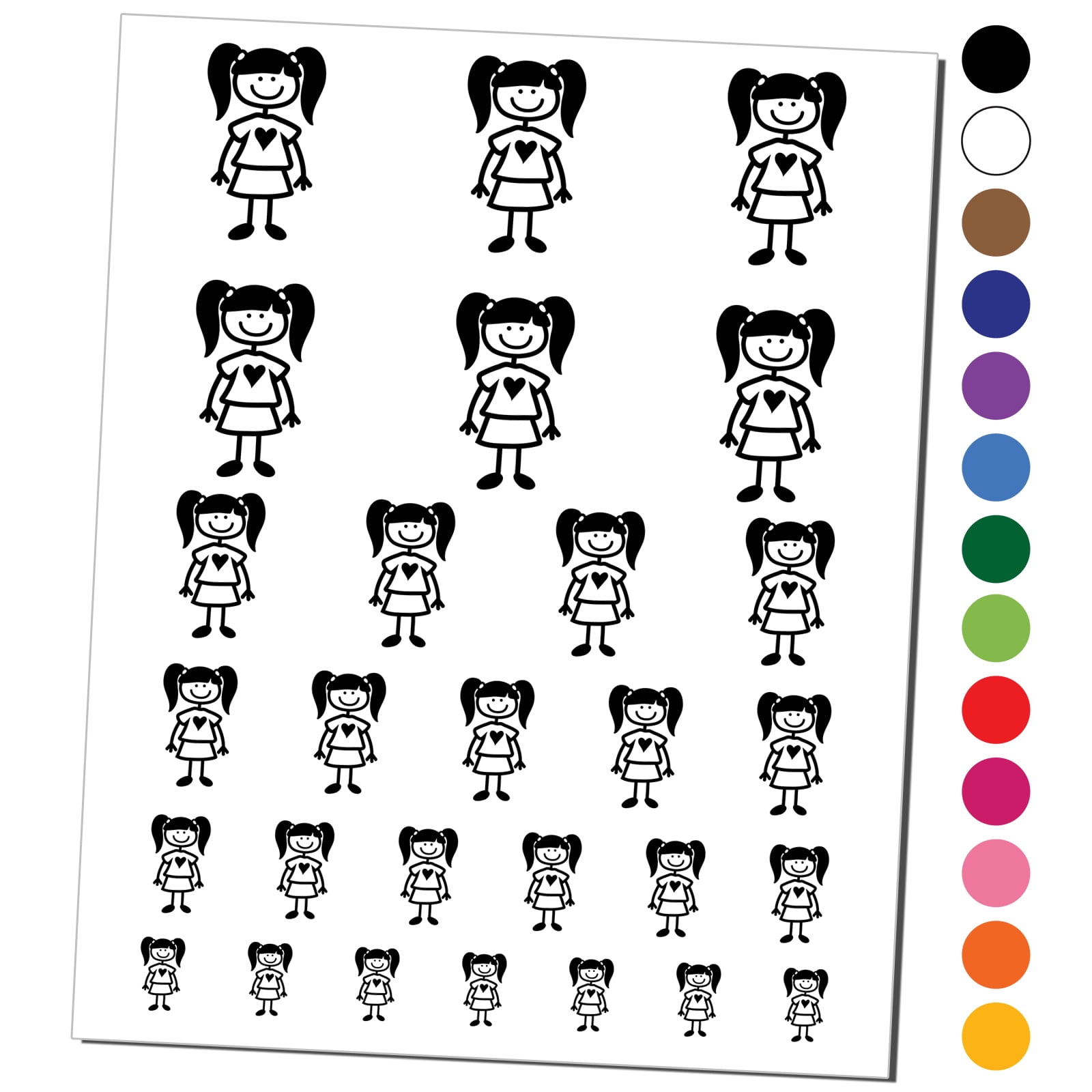 Stick Figure Girl Daughter Water Resistant Temporary Tattoo Set Fake ...