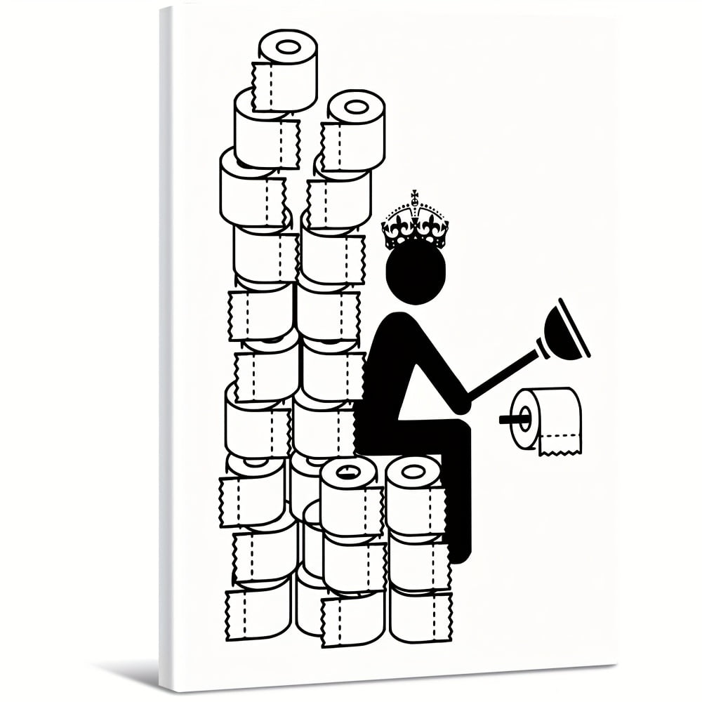 Stick Figure Queen With Crown On Toilet Paper Throne. Large Wooden ...