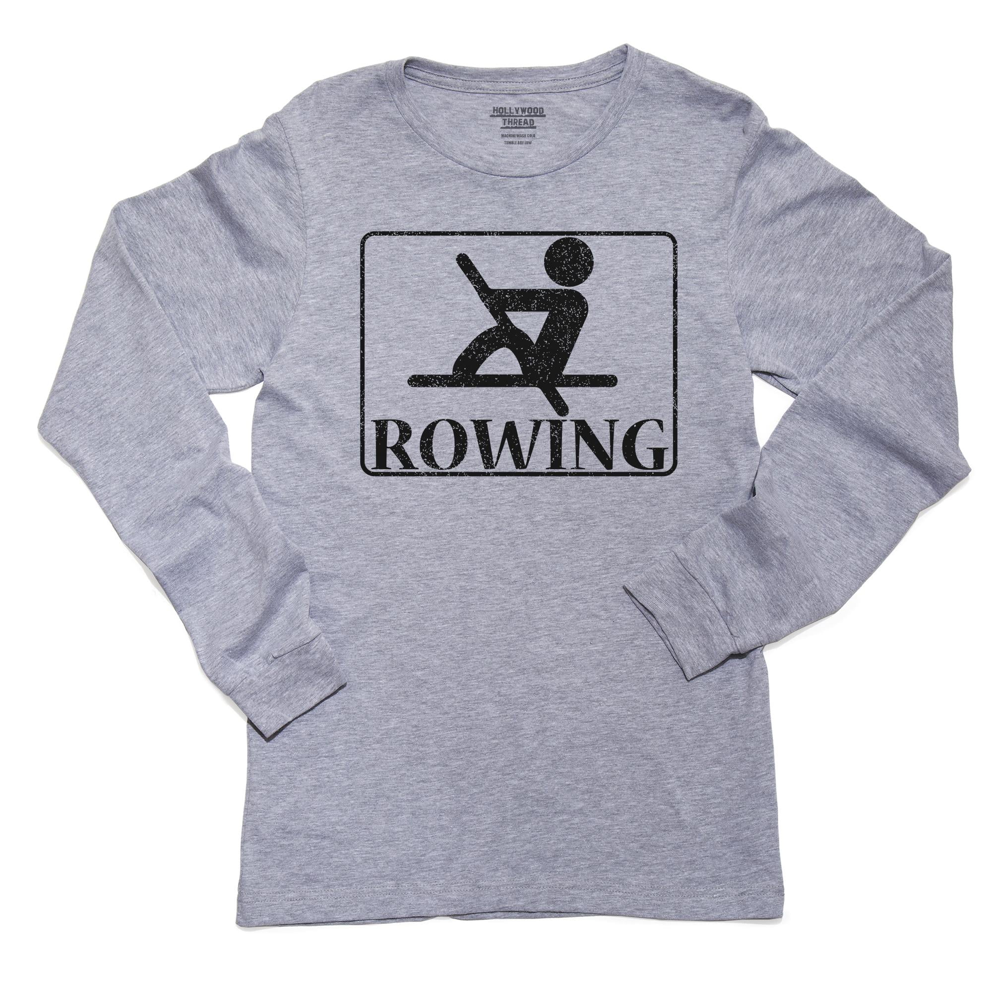 Stick Figure Rowing Crew Sign - Simple Popular Boy's Long Sleeve Grey T ...