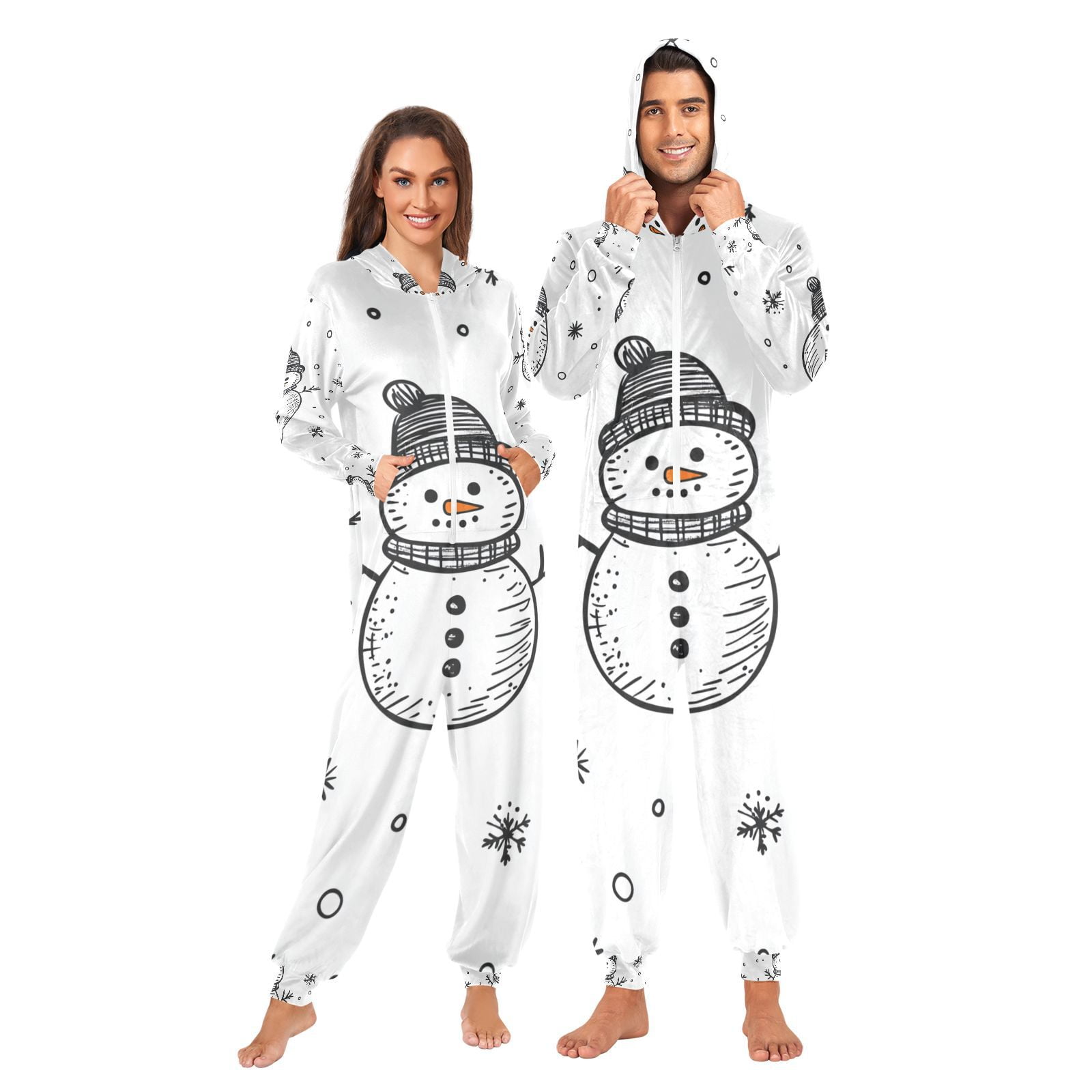 Stick Figure Snowman Adult Onesie Pajamas Slim Fit Christmas One Piece ...