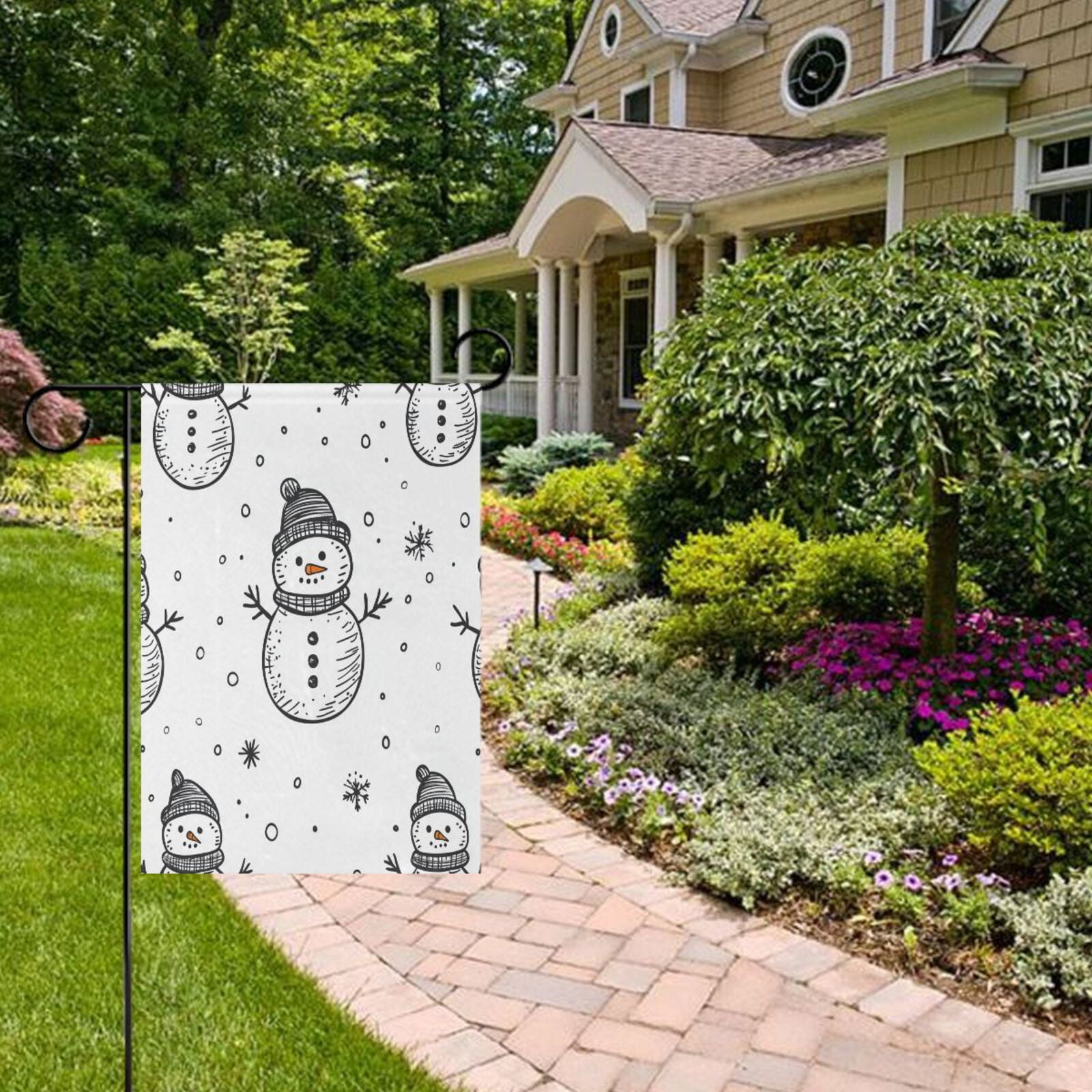 Stick Figure Snowman Garden Flag Double Sided 12 x 18 Inch Outside Yard ...