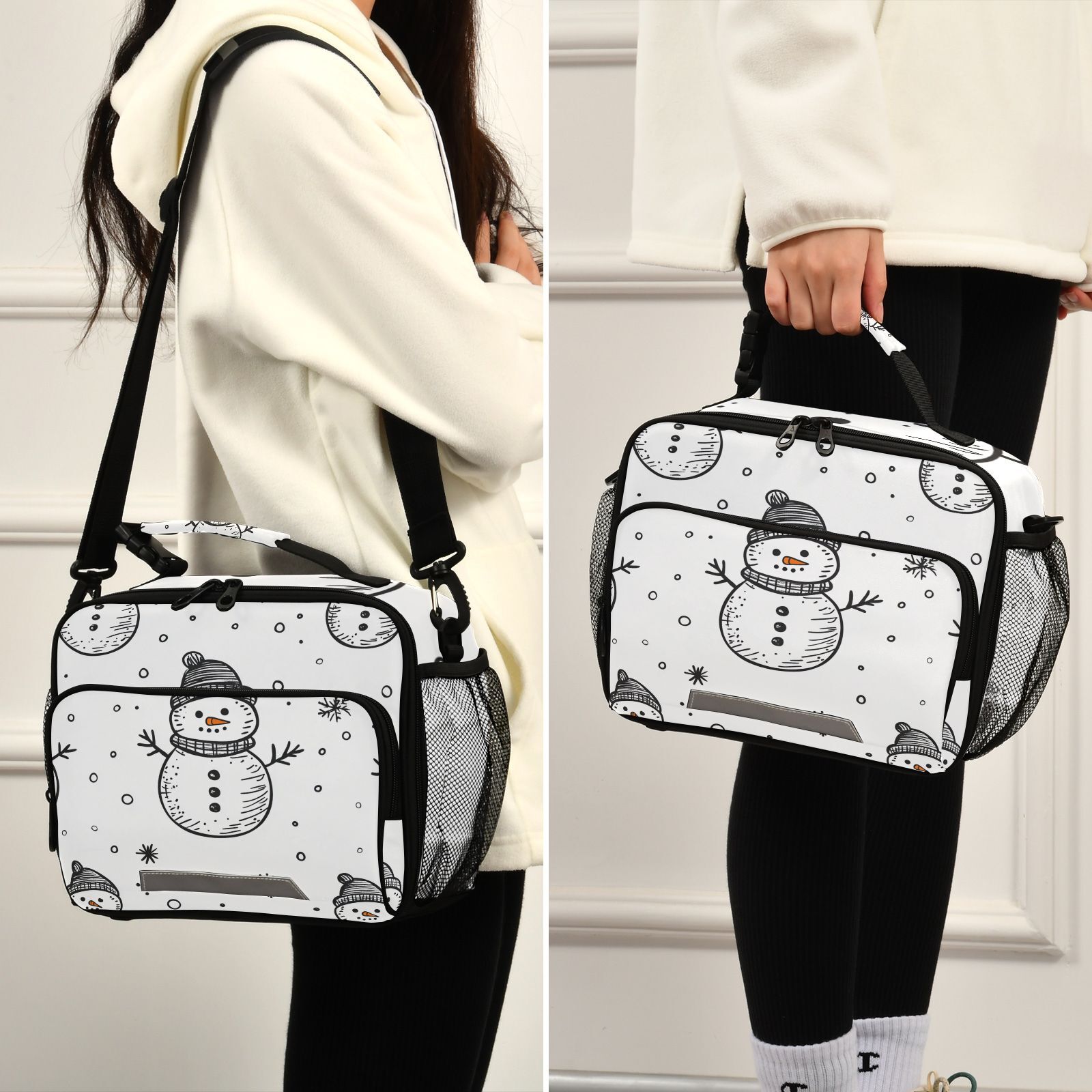 Stick Figure Snowman Lunch Bag Cooler Bag Cooling Tote Portable ...