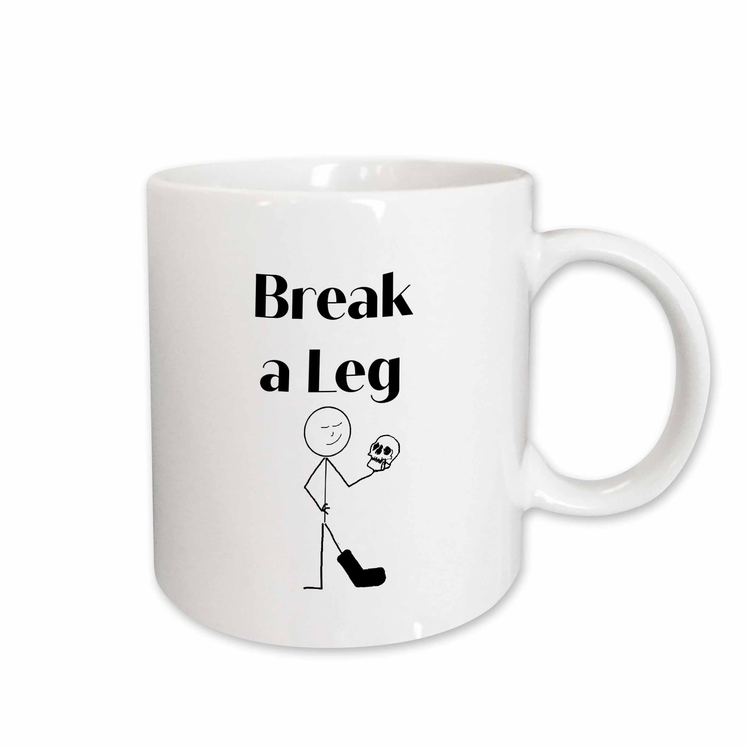 3drose, Stick Figure with Broken Leg and Scull with Text, 15oz Mug ...