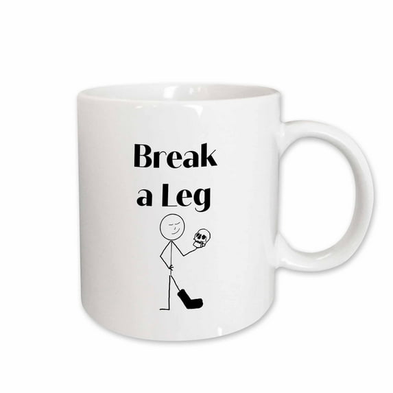 3drose, Stick Figure with Broken Leg and Scull with Text, 15oz Mug ...