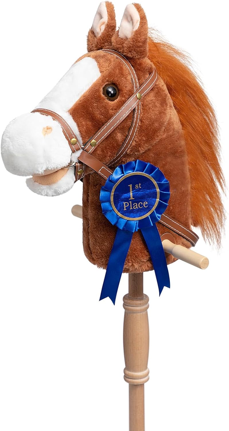 Stick Horse Plush Handcrafted Hobby Horse on a Stick with Wood Wheels ...