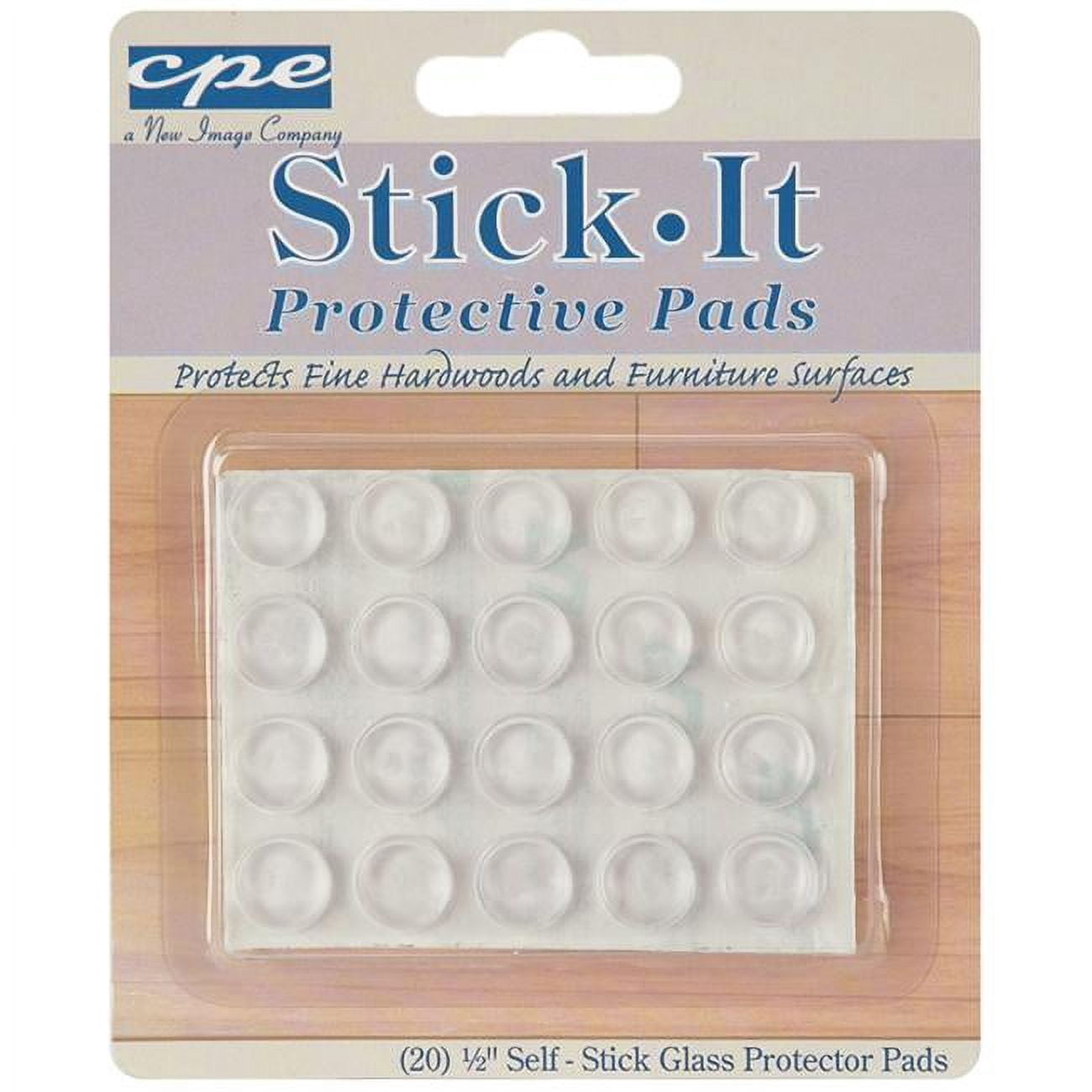 Stick-It Glass Protective Pads .5" 20/Pkg-Clear, Pk 6, CPE Felt ...