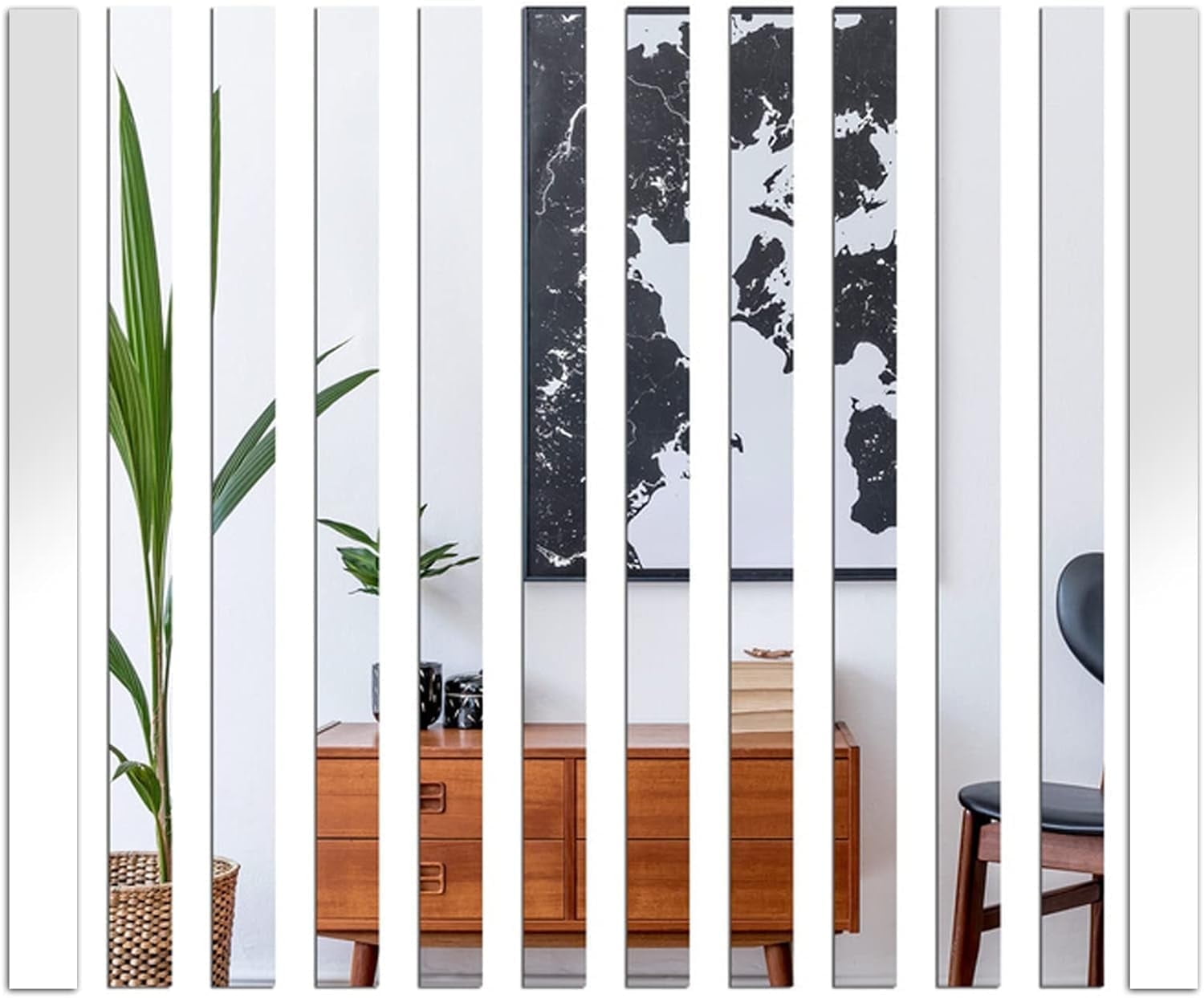 Stick on Mirror Tiles, PandaTop 10 Pack Mirror Stickers 2''x20'' Self ...