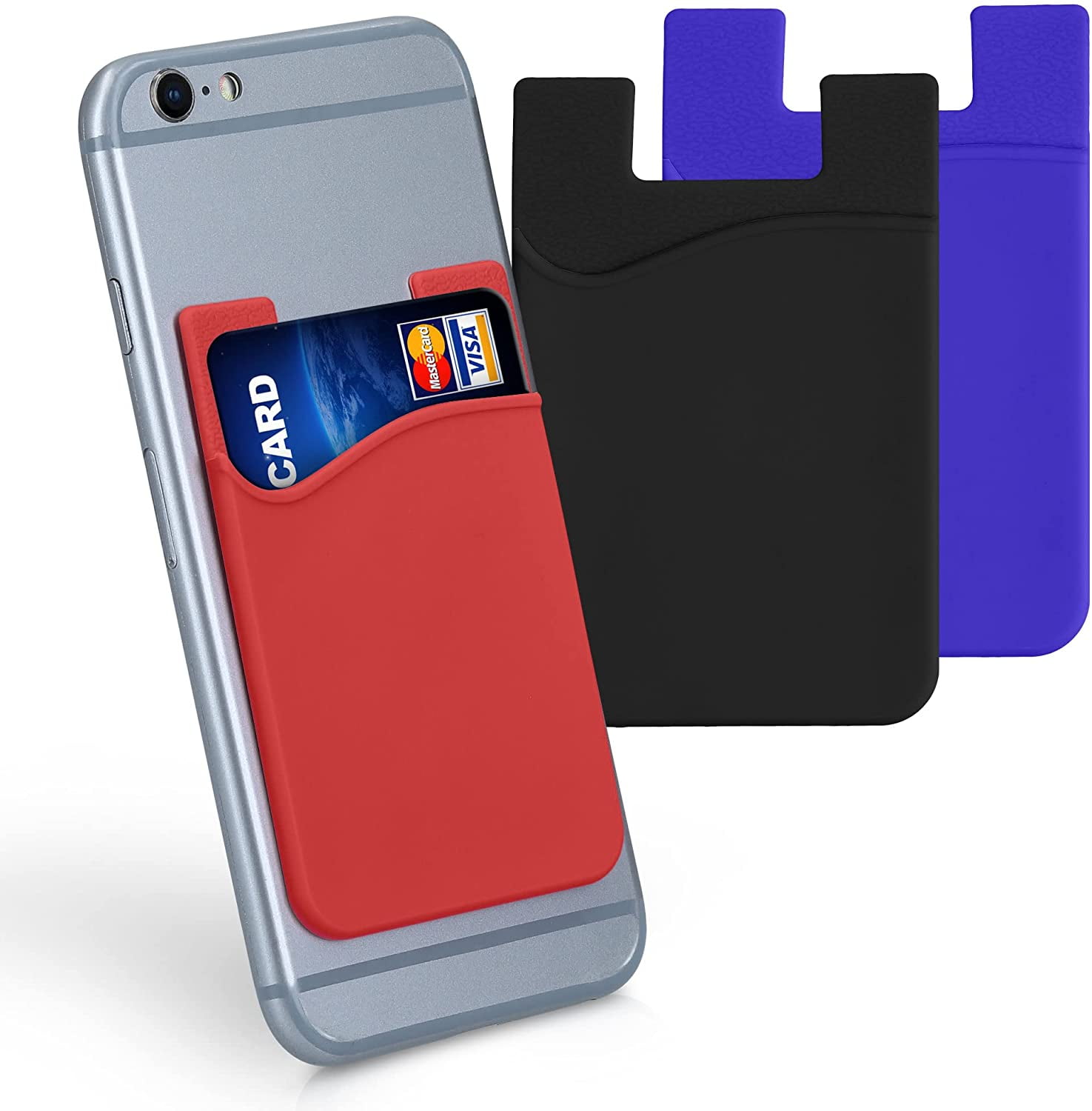 Stick-On Card Holder for Phone (Set of 3) - Silicone Wallet Card ...