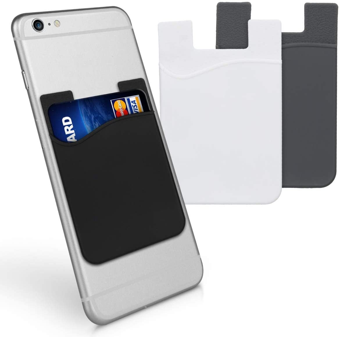 Stick-On Card Holder for Phone (Set of 3) - Silicone Wallet Card ...